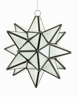 Mexican White Glass Star Lantern: Large - furniture - lighting - decor