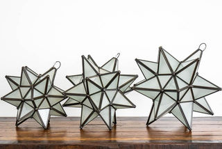 Mexican White Glass Star Lantern; Medium - furniture - lighting - decor