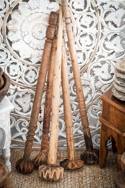 Large Vintage Indian Grinder Sticks - furniture - lighting - decor