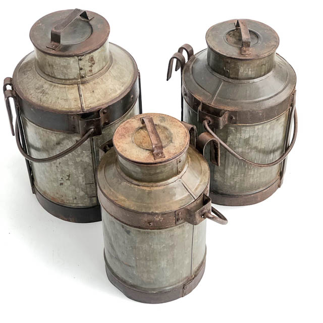 Vintage Indian Milk Cans Small - furniture - lighting - decor
