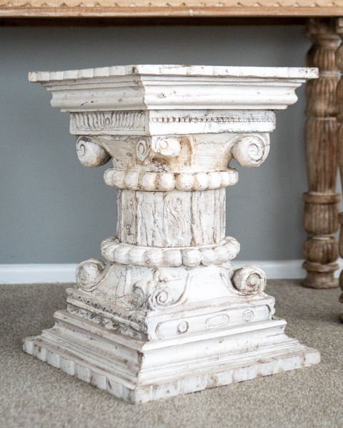 White Pillar Side Table - furniture - lighting - decor