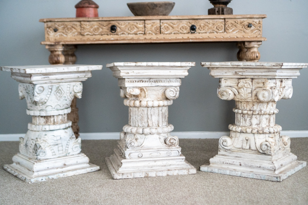 White Pillar Side Table - furniture - lighting - decor