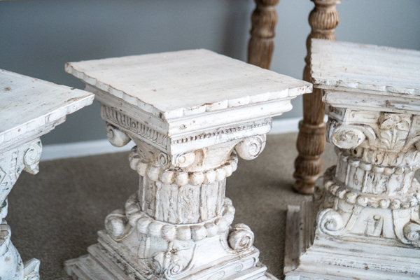 White Pillar Side Table - furniture - lighting - decor